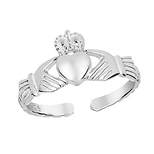 AeraVida Promise Of Love Royal Claddagh .925 Sterling Silver Toe or Pinky Ring