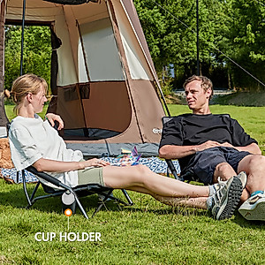 PORTAL Beach Camping Folding Chairs for Adults Low Lightweight Portable Chair with Cup Holder High Mesh Back Carry Bag for Outdoor, Lawn, Sand, Travel, Picnic, Festival, Concert, BBQ, Sports, 300LBS