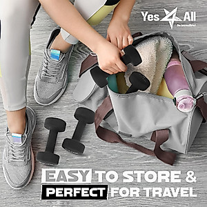 Yes4All DZIK Non Slip Grip Hexagon Deluxe Neoprene Dumbbells (A Pair), Black, 20 lbs