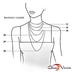 GlassOfVenice Murano Glass Heart Necklace - Klimt