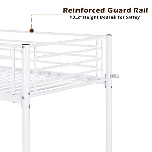 Bonnlo Bunk Bed Twin Over Twin, Metal Bunk Beds White for Girls/Boys/Adults, Anti-Slip Flat Step, No Box Spring Needed