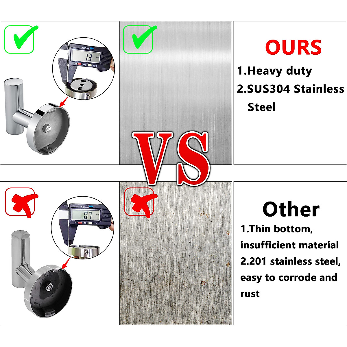 Polished Chrome Towel Coat Hooks SUS304 Stainless Steel Bathroom Clothes Garage Hotel Cabinet Closet Sponges Robe Hook Wall Mounted Round Kitchen Heavy Duty Bath Door Hanger 2 Pack