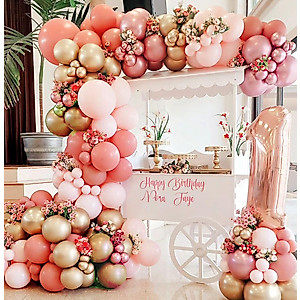 Dusty Rose Balloon Garland Retro Pink Gold Balloon Arch150pcs Latex Pastel Mauve Pink Party Balloons Kit for Baby Shower Bridal Shower Girl Birthday Wedding Boho Party Decoration