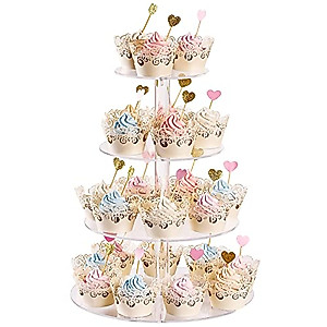 Cupcake Stand, 4-Tier Round Acrylic Cupcake Display Stand Dessert Tower Pastry Stand for Wedding Birthday Theme Party- 15.3 Inches (Transparent)
