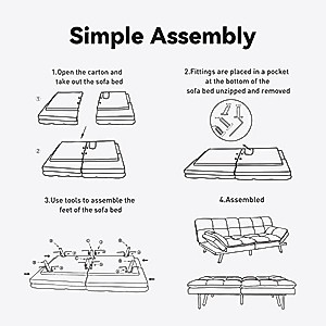 Opoiar Futon Memory Foam Couch Bed with Mattress and Frame Included,Comfortable Faxu Loveseat Sleeper Sofa for Dorm Apartment Office College Small Space Bedroom RV Living Room, Brown Leather