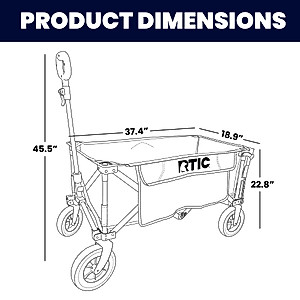 RTIC Ultra-Tough Wagon Folding Utility Cart with All-Terrain Wheels, Foldable, Portable, Collapsible, Push Pull Cart for Camping, Beach, Garden, Outdoor, Sports, 250 Lbs Capacity, Trailblazer