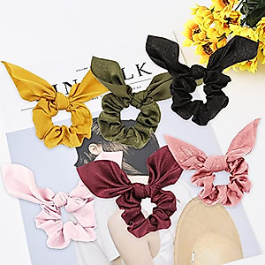 Jaciya Satin Silk Scrunchies for Women Hair Scrunchies for Women's Hair Bow Scrunchie Holder Hair Ties for Girls Pony Tails Hair Ties for Thick Hair No Damage