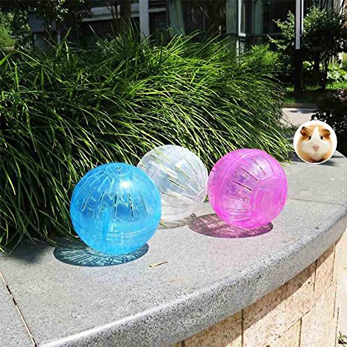 Giveme5 Pack of 3 Plastic Mini 4 inch Small Run Exercise Ball for Cute Hamster Gerbil Rat Mice Pet Jogging Play Toy (Color Random)