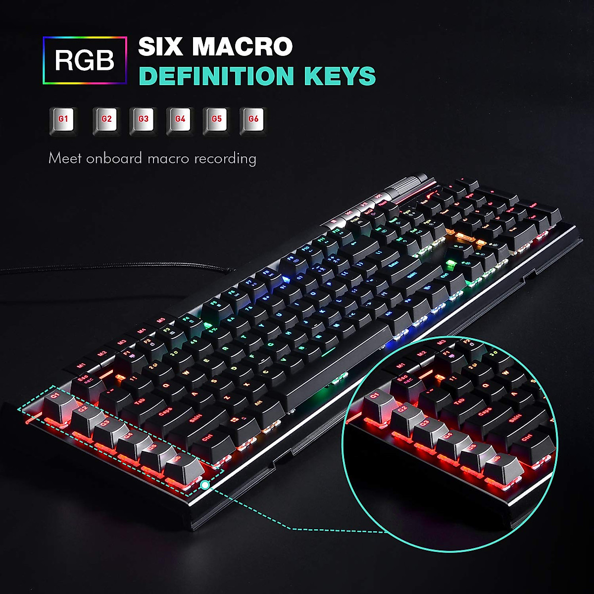 Havit RGB Mechanical Gaming Keyboard LED 120 Keys Ergonomic Detachable Wrist Rest Wired Keyboards Blue Switches Multimedia Volume Control for PC Game