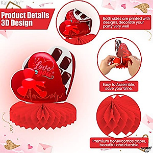 KatchOn, Valentine Honeycomb Centerpieces - Pack of 9 | Red and Pink Valentines Decorations for Party | Valentines Day Decorations for Table | Valentines Centerpieces for Valentines Table Decor