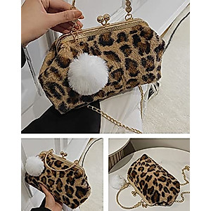 Danse Jupe Faux Fur Cow/Leopard Evening Bag Coin Purse Kiss-Lock Chain Shoulder Bag Handbag Change Purse Wallet