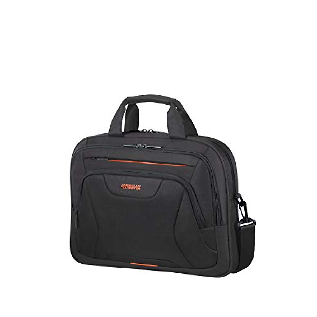 AMERICAN TOURISTER Unisex Adult Briefcase, Black (Black/Orange), M (15.6 Inch)