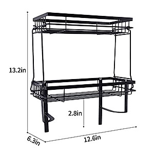 petisal Over The Toilet Storage, 2-Tier Bathroom Organizer Shelves, Multifunctional Toilet Rack,Space-Saving Storage,Bathroom Decor，Bathroom Furniture(Black)