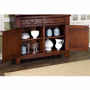 Homestyles Aspen Buffet with Storage and Felt Lined Drawers, 48 Inches Wide by 36 Inches High, Rustic Cherry