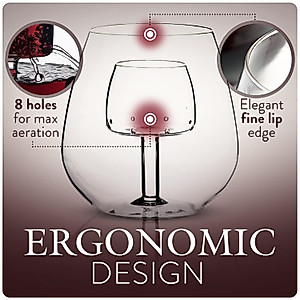 Stemless Aerating Wine Glasses (Set of 2) by Chevalier Collection – Patented Wine Glasses with Built In Aerator