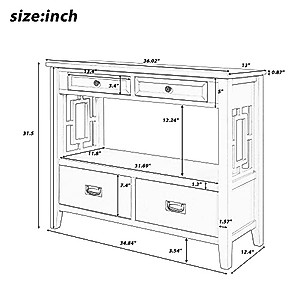 XD Designs Modern Console Table Wood Sofa Table with 4 Drawers and 1 Shelves Sideboard Buffet Table Narrow Accent Table Furniture Light Blue 31.5inchinch H x 36.02inchinch W x 13inchinch D