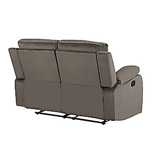 Blackjack Furniture Elton Microfiber, Modern Recliner Chair for Living Room and Home Theater, 63" W x 38" D x 40" H, Den Loveseat, Brown
