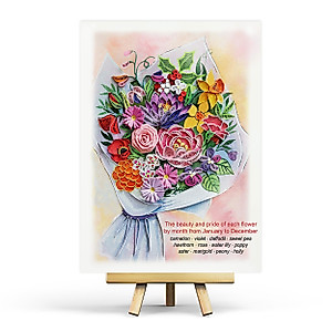 TUMYBee Colorful Bouquet Quilling Floral Card, Anniversary, Thank You, Birthday, 5 x 7 inch