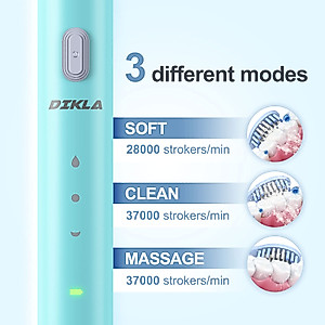 Sonic Electric Toothbrush, 3 Modes Rechargeable Tooth Brush with 8 Dupont Bristles, Smart Timer, Whitening Electric Toothbrushes for Adults and Kids (Green)