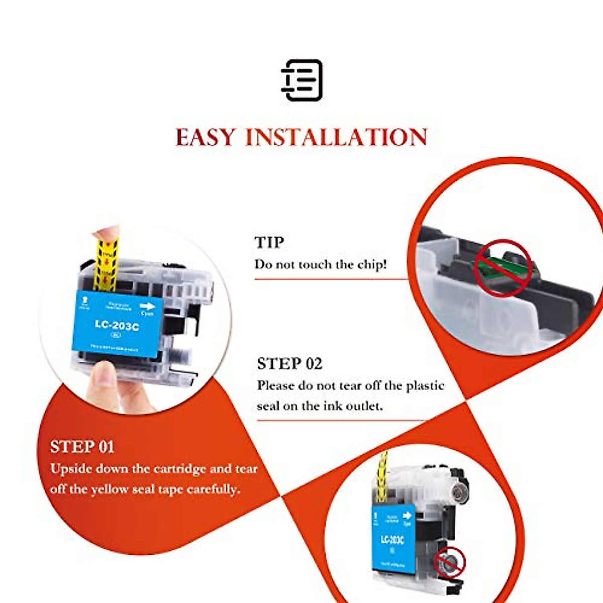 LC201 LC203 Ink Cartridges Compatible for Brother LC201 LC203 Ink Cartridges High Yield, ejet for MFC-J480DW MFC-J880DW MFC-J4420DW MFC-J680DW MFC-J885DW (5 Black, 2 Cyan, 2 Magenta,2 Yellow, 11-Pack)
