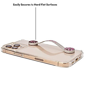 Case-Mate Elastic Strap Phone Grip - Finger & Hand Phone Holder, Mobile & Tablet Phone Strap - For iPhone 14 Pro Max/ 13 Pro Max/ 12 Pro Max/ 11/ S23 Ultra/ Pixel 7, 3M Supreme Adhesive - Pink Glitter