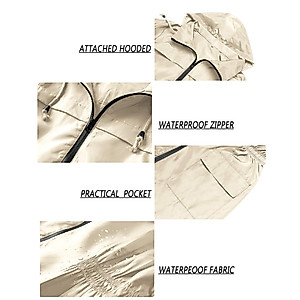 LOMON Womens Lightweight Raincoat Hooded Waterproof Active Outdoor Quick Dry Rain Jacket Beige M