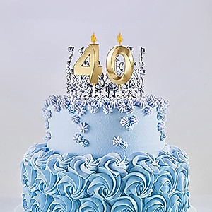 Gold 14th & 41st Birthday Candles for Cakes, Number 14 41 Glitter Candle Cake Topper for Party Anniversary Wedding Celebration Decoration