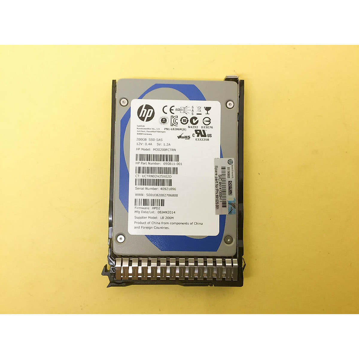 Hpe MO0200FCTRN LB206M 200GB 6G SSD SC SFF SAS Hard Drive