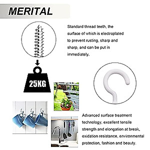 smseace 100pcs 3/4Inch White Ceiling Hooks Vinyl Coated Screw-in Hooks for Decorating Christmas Lights Hanger Hooks Outdoor Wire and Fairy Lights D-007-3/4