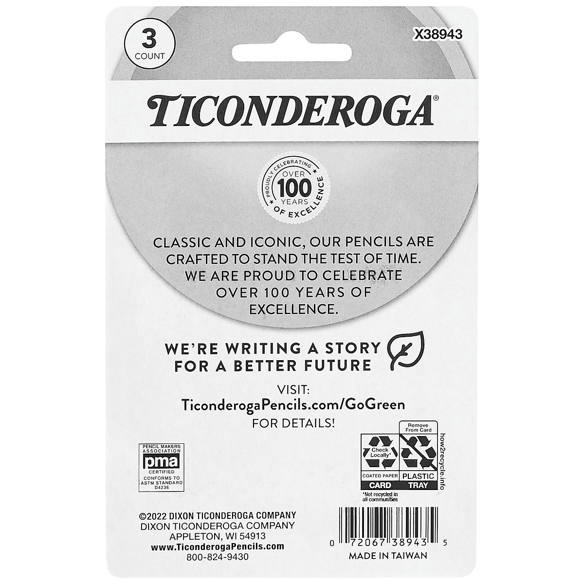 TICONDEROGA Pink Carnation Erasers, Wedge, Medium, Pink, 3 Count (Pack of 1) (X38943)
