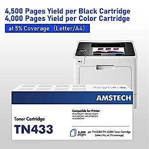 TN-433 TN 433 TN433 Toner Cartridges 4 Pack Compatible for Brother MFC-L8900CDW TN-433 TN433BK TN433C TN433M TN433Y for MFC-L8900CDW HL-L8360CDW HL-L8260CDW MFC-L8610CDW HL-L8360CDWT Printer