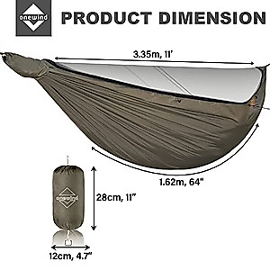 Onewind Airstream Camping Hammock with Mosquito Net and Windsock, Lightweight and Convertible Hammock, Holds up to 400 lbs, Ideal for Camping, Hiking, Backpacking, OD Green