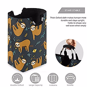 visesunny Large Capacity Laundry Hamper Basket Cartoon Sloth Animal Water-Resistant Oxford Cloth Storage Baskets for Bedroom, Bathroom, Dorm, Kids Room