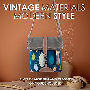 SIXTEASE Crossbody Bag for Women Vintage Style Genuine Leather, Upcycled Canvas, Rug, or Hair On - Cross Body Womens Bags with Inside Zipper Pockets - Amenable