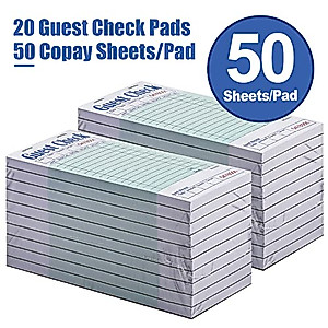 Batrical Guest Checks Server Note Pads 1000 Sheets Waitress Notepad for Restaurants (20 Books) 3.5" x 6.75" Per Ticket Book