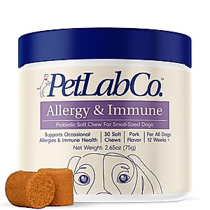 PetLab Co. Allergy & Immune – Support Your Pup with Seasonal Allergies, Intermittent Itchiness, & Healthy Yeast Production Probiotic Dog Allergy Chews. Available in Small, Medium, & Large