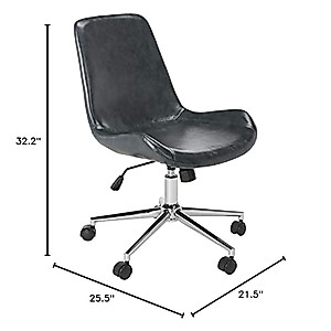 SAFAVIEH Home Collection Fletcher Dark Grey Faux Leather/ Chrome Swivel Adjustable Height Office Desk Chair