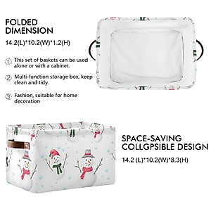 Cute Snowmen Christmas Storage Basket Bins Decorative Toy Laundry Basket Organization with Handles for Living Room Clothes Nursery Closet Shelf Playroom,1 pcs