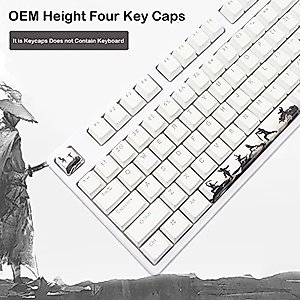 4Pcs Custom Keycaps, Space, ESC, Enter and Numpad Enter Keys Comfortable Feel Color Lasting Cartoon Pattern DIY PTB Keycaps for DIY Mechanical Keyboards（Knight ）