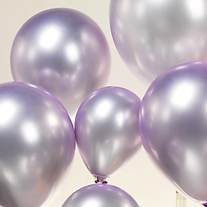kozee Double-Stuffed Chrome light purple Balloons different sizes 60pcs 12/10/5 inch 2-layers pearl lilac balloon Garland kit For Birthday baby shower anniversary decorations Chrome Lilac