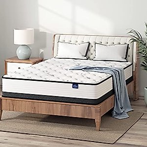 SEMIELO 10 Inch Hybrid Memory Foam Mattress Full Size, Cool Top Medium Firm Mattress, Innerspring Mattress for Pressure Relief & Durable Surpport, Plush Bed Mattress in a Box, CertiPUR-US Certified