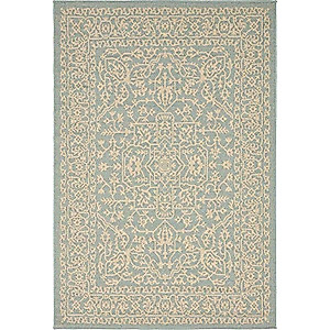 Unique Loom Botanical Collection Bohemian, Abstract, Traditional, Indoor and Outdoor Area Rug, 4' 0" x 6' 0", Light Blue/Beige