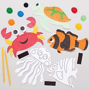 Baker Ross AT939 Sealife Sand Art Magnet Kits, for Kids Arts and Crafts Projects (Pack of 6), Assorted