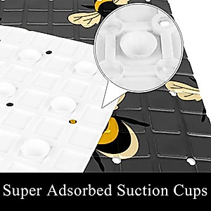 Non-Slip Bathtub Mats Cute Bumble Bee on Grey Background Prints Soft Bath Tub Bathroom Shower Mat for Baby and Adults, Machine Washable