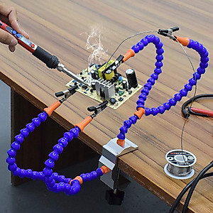 Helping Hands Third Hand Soldering 4 Arms with Adjustable Vise Tabletop-Clamp Base Perfect for Pcb Repair, Jewelry Solder Holder (N-Y4BE-SY9)