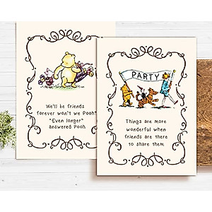 Classic Winnie Wall Decor Pooh Quotes Prints Pattern B, 5x7 Inch Adorable For Baby Shower Decorations Birthday Favors Centerpiece For Tables