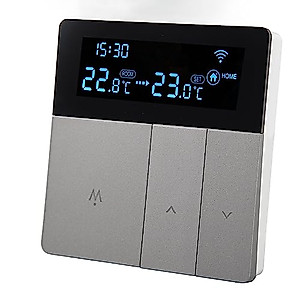 Floor Heating Thermostat, Wall Mounted Digital Thermostat Wide Application Remote Control 90-240V for Villas (Without WiFi)