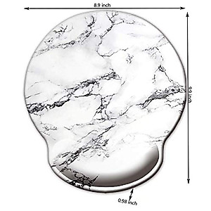 Non Slip Mouse Pad Wrist Rest for Office, Gaming,Computer, Laptop & Mac - Durable & Comfortable & Lightweight for Easy Typing & Memory Foam Pain Relief-Ergonomic Support (White Marble)