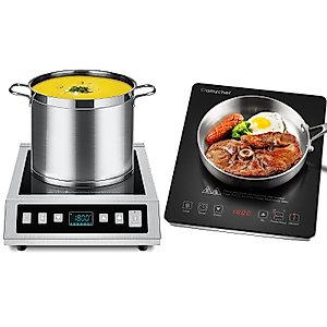AMZCHEF 1800W Induction Cooktop Commercial & 1800W Portable Induction Cooktop