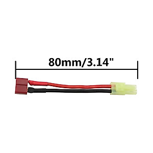 3Pairs ShareGoo Adapter Compatible with Mini Tamiya Style (Reversed) to T-Plug Deans Adapter with 8cm 16AWG Wire Cable for Airsoft Gun